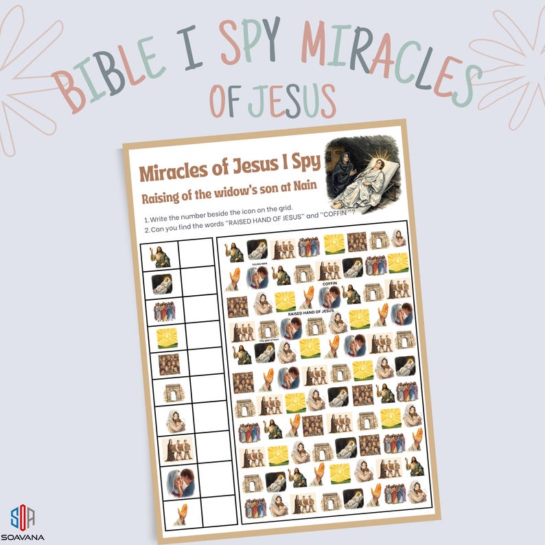 Bible I Spy–miracles of Jesus Printable|raising Widow Son at Nain,bible ...
