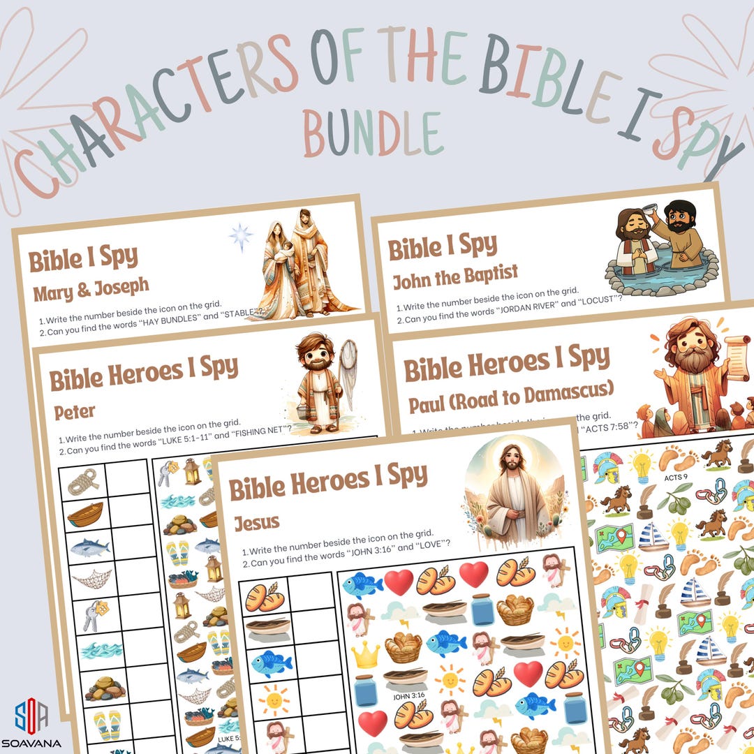Bible I Spy Bundle|new Testament Heroes Kids Printable Game|jesus,mary ...