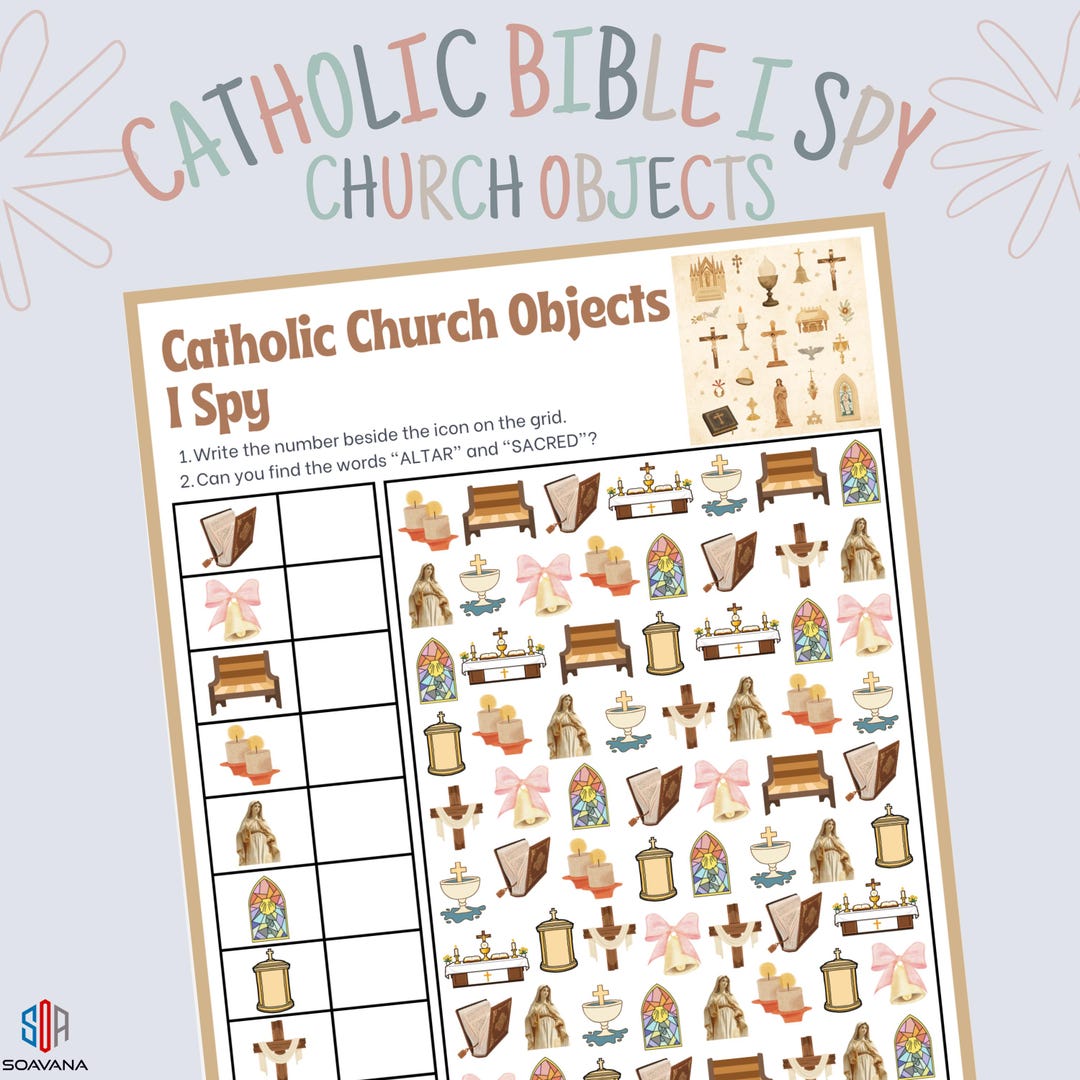 Catholic Church Objects I Spy Printable for Kids|altar, Tabernacle ...