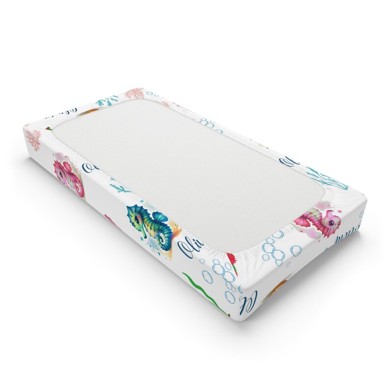 Personalized Seahorses Changing Pad Cover for Boys & Girls, Underwater ...