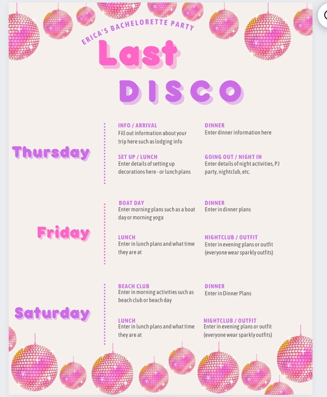 Last Disco Itinerary Digital Download - Etsy