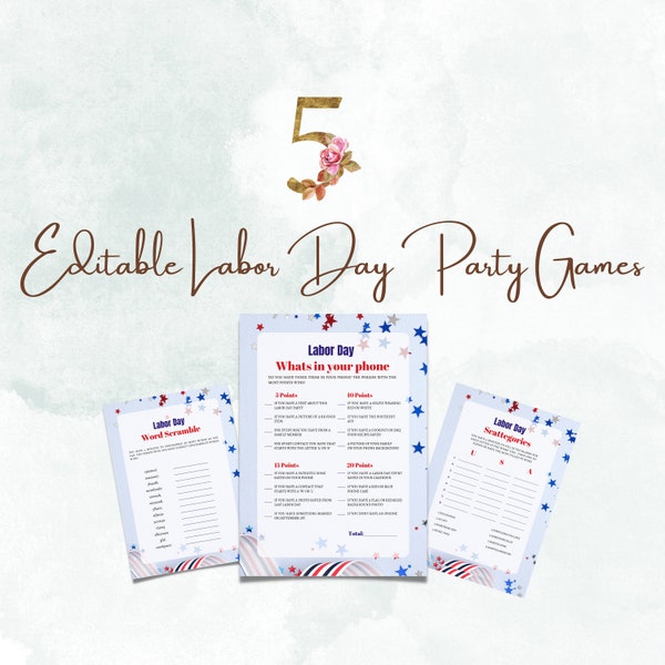 Labor Day Printable Games - Etsy