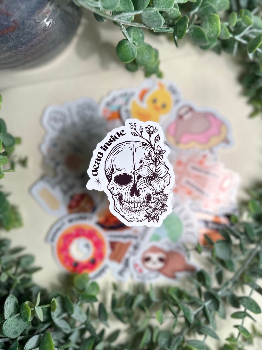 Dead Inside Skull Sticker Adult Stickers Water Bottle - Etsy