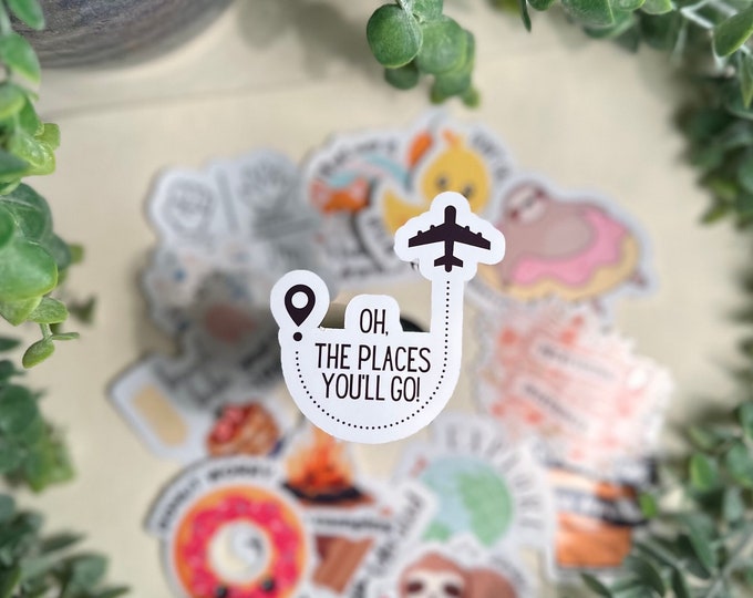 Oh the Places You’ll Go Airplane Sticker|travel Stickers | Water Bottle ...