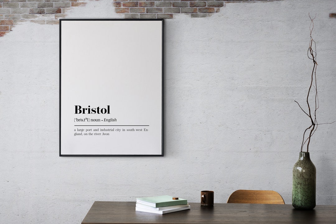 BRISTOL Word Definition / Description / Minimal Wall Art / Travel Gift ...