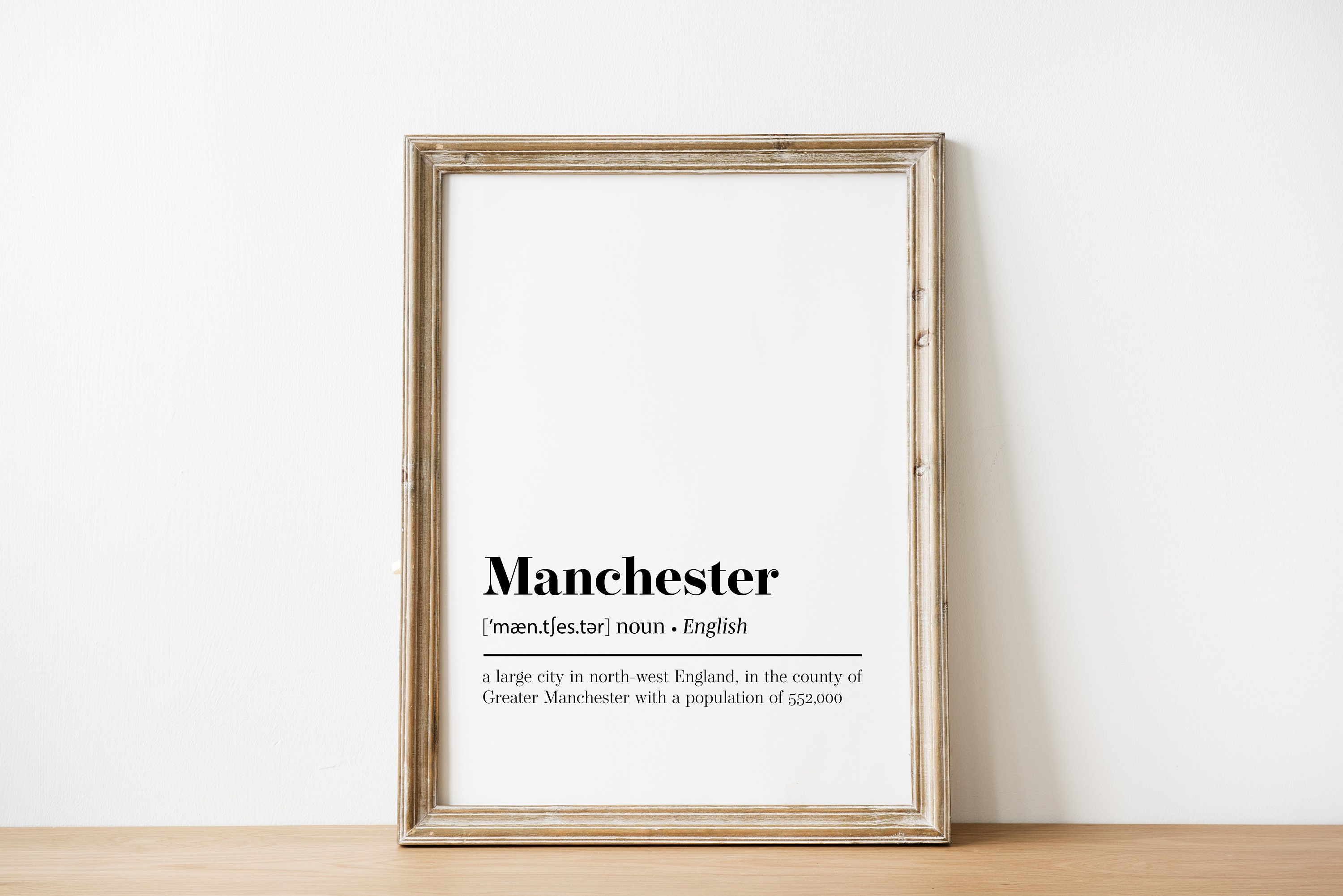 MANCHESTER Word Definition / Description / Minimal Wall Art / Travel ...