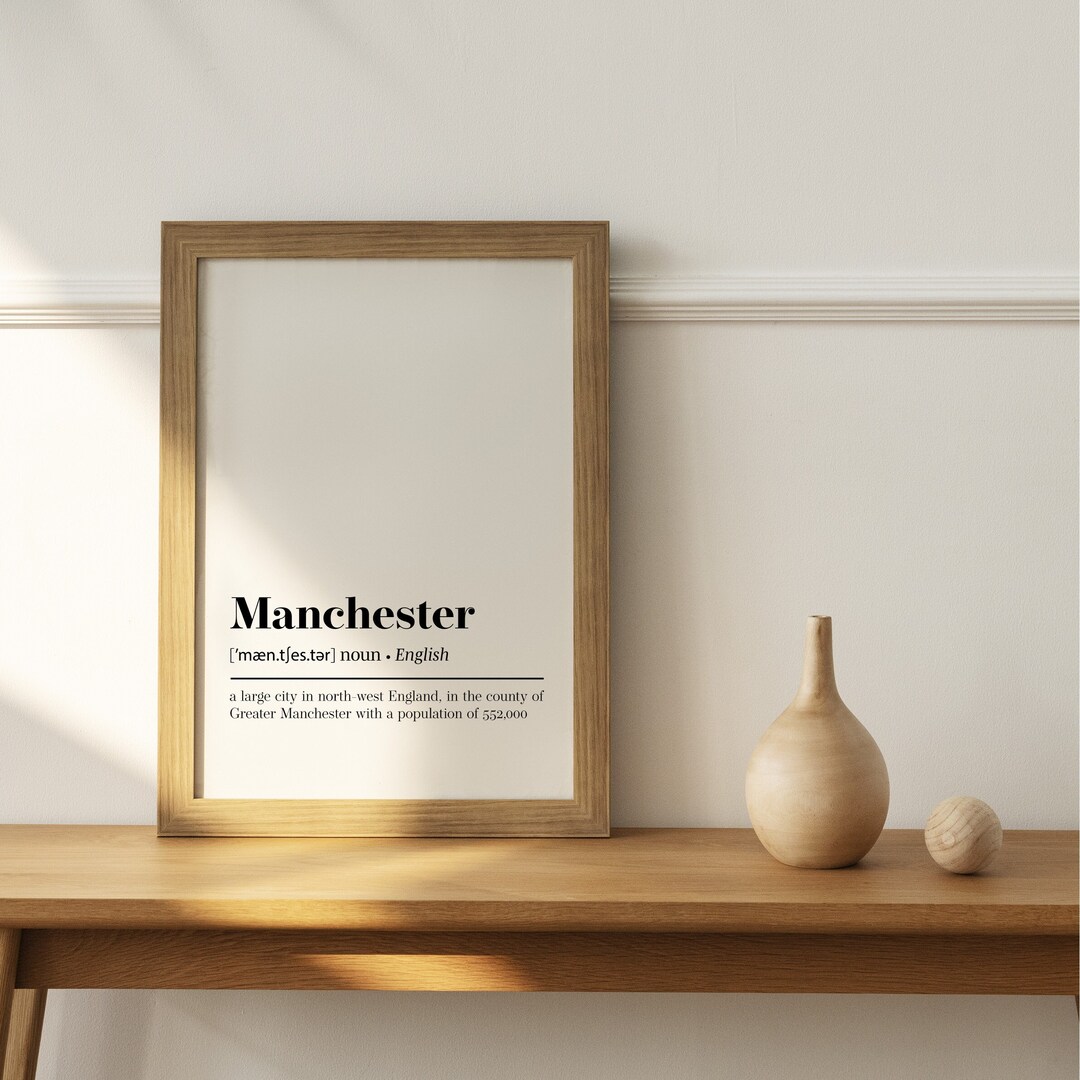 MANCHESTER Word Definition / Description / Minimal Wall Art / Travel ...