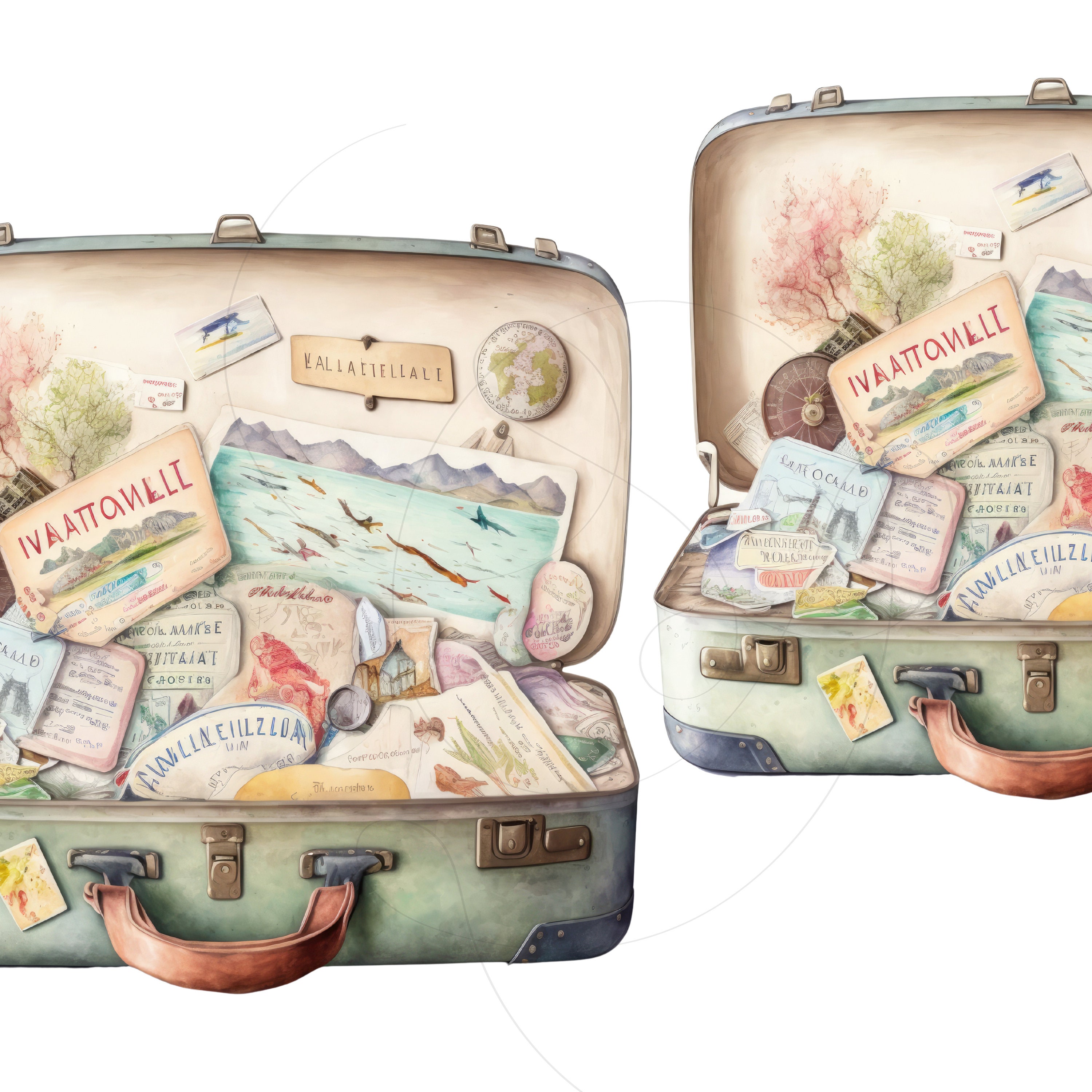Travel Suitcase Clipart PNG Set of 3 Clipart Elements - Etsy UK