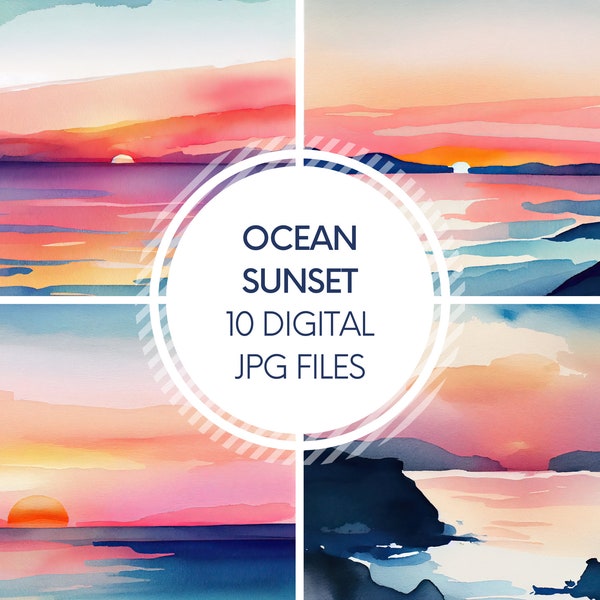 Watercolor Clipart of Beaches, Ocean Images - Etsy