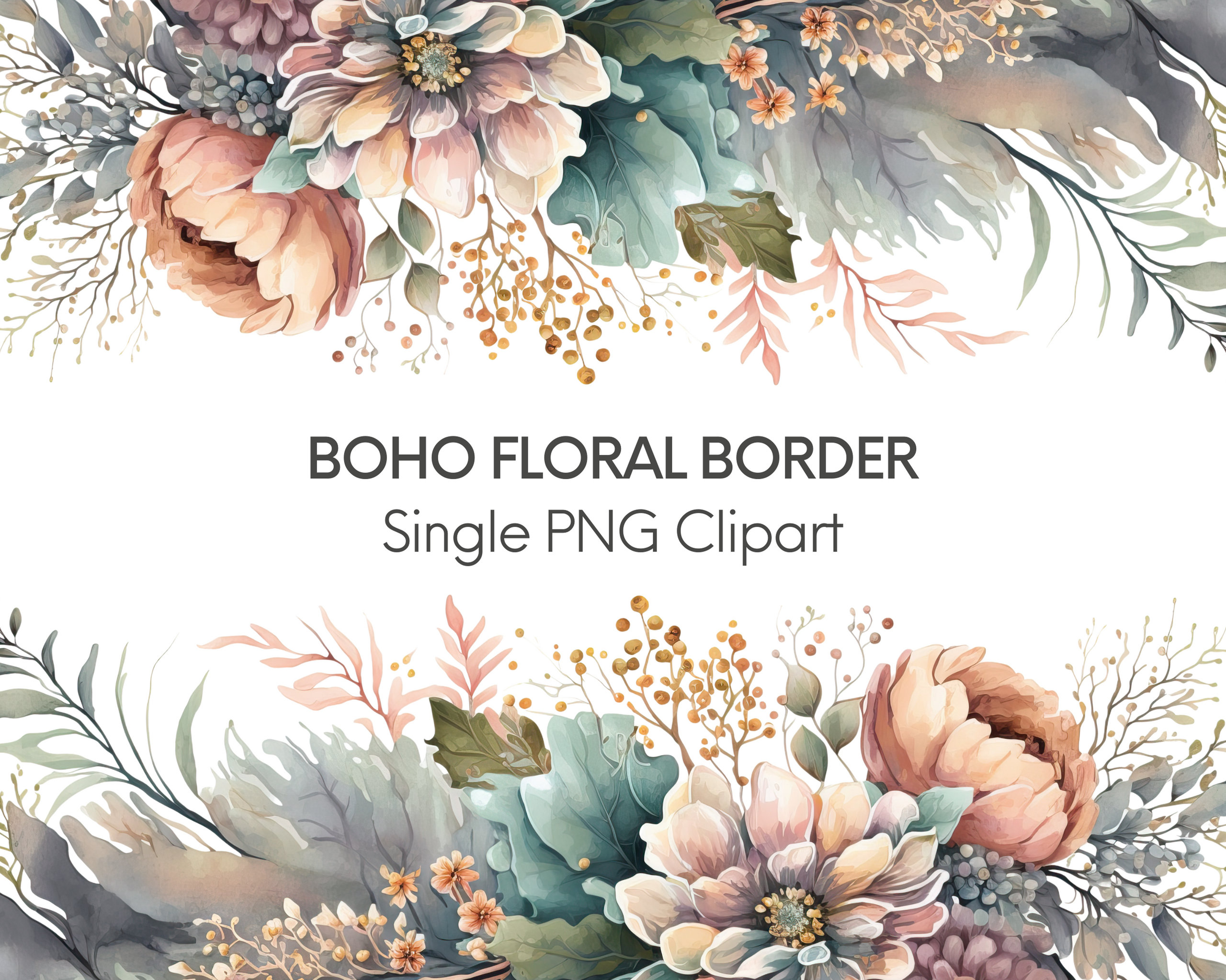 Boho Floral Border Clipart PNG Element Flower Bouquet PNG - Etsy Australia