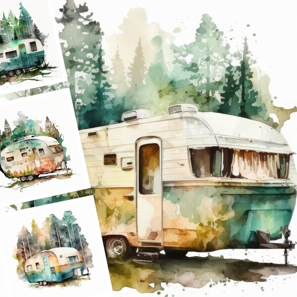 Retro Camper Clipart - Etsy