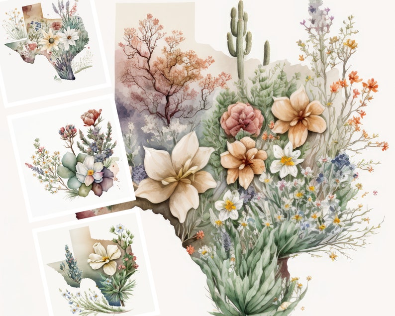 Texas State Flowers Printable Images Digital Crafting Bundle - Etsy