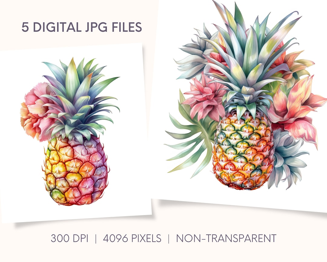Tropical Pineapples Digital JPG Art Print Bundle for Digital Download ...
