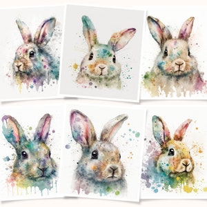 Pastel Bunnies Digital Design Bundle, Pastel Rabbit, Easter Bunny ...