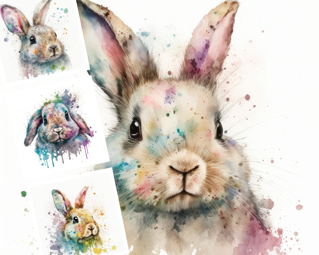 Pastel Bunnies Digital Design Bundle, Pastel Rabbit, Easter Bunny ...