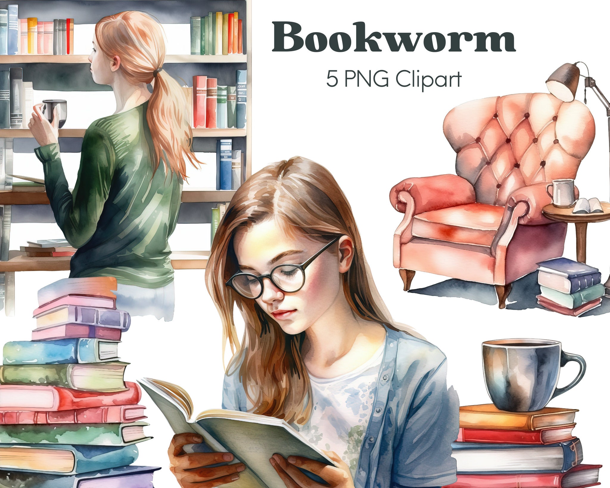 Reading Bookworm Clipart