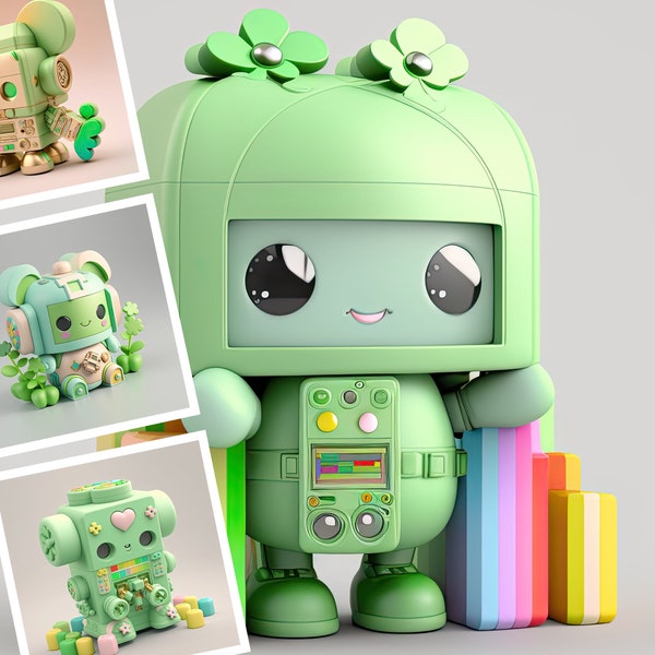 Pastel Robot Clipart - Etsy