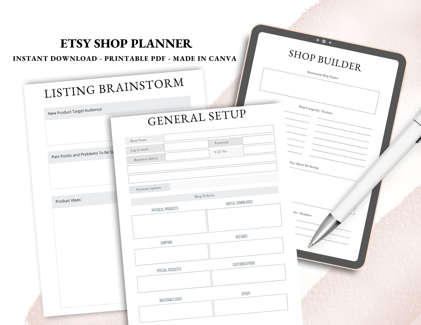 Etsy Shop Planner || Printable Planner || Digital Planner || Etsy ...