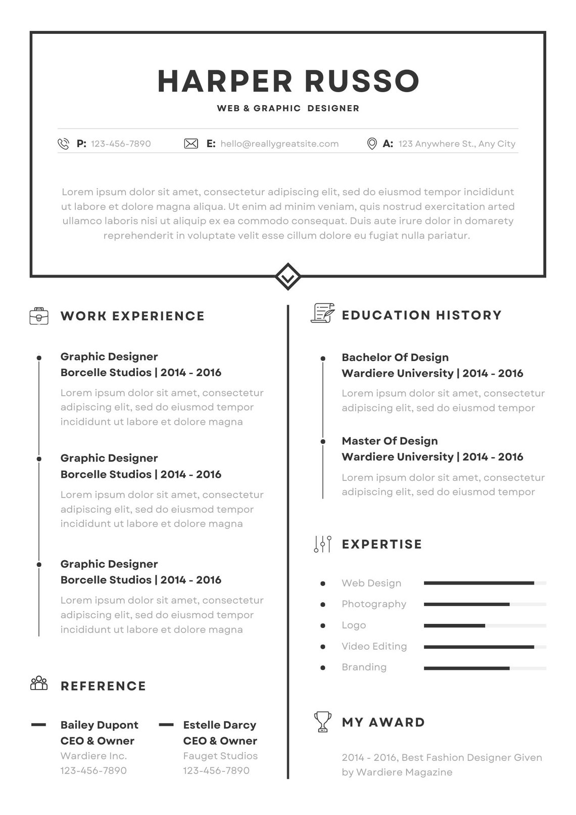 Modern Resume || Editable Template || Printable CV || Custom Resume ...