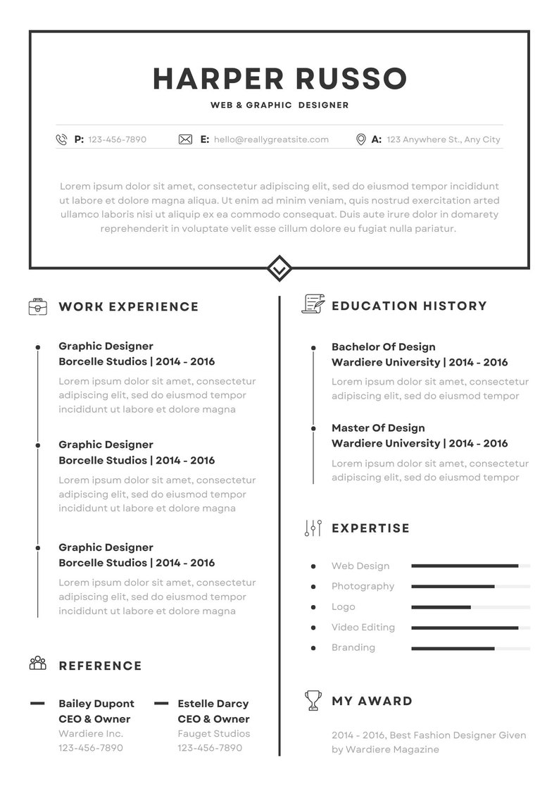 Modern Resume || Editable Template || Printable CV || Custom Resume ...