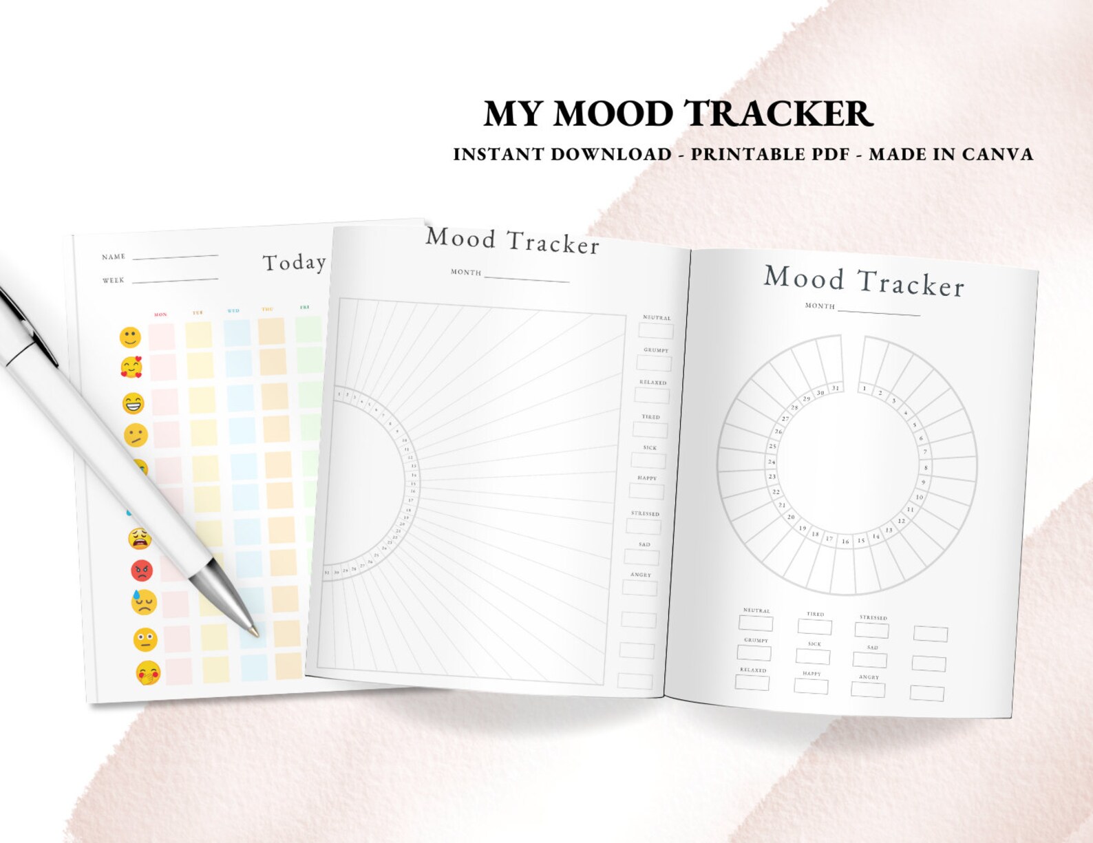 Mood Trackers || Digital Mood Tracker || Mood Journal || Printable ...