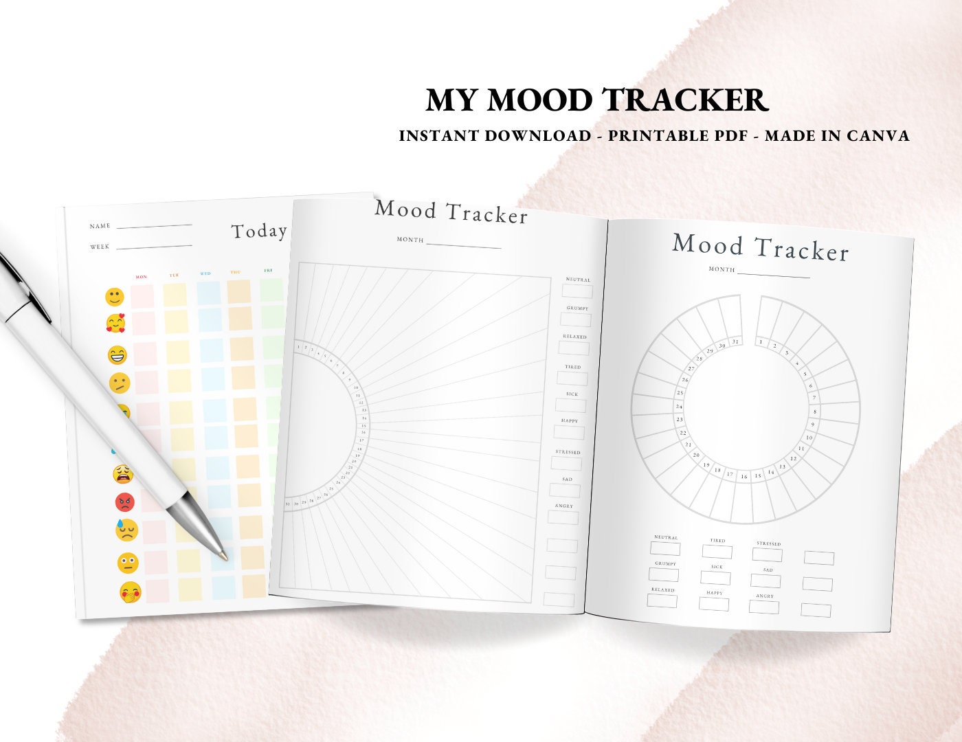Mood Trackers || Digital Mood Tracker || Mood Journal || Printable ...