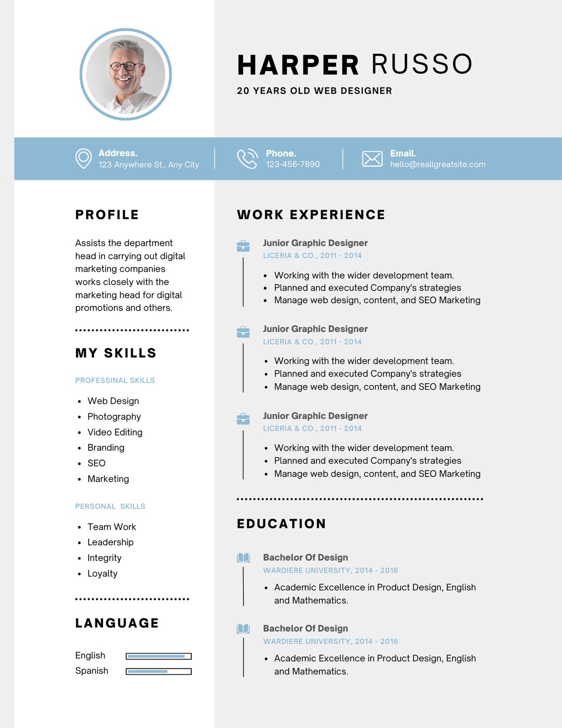 Resume Template || CV Template || Editable CV || Printable Resume ...