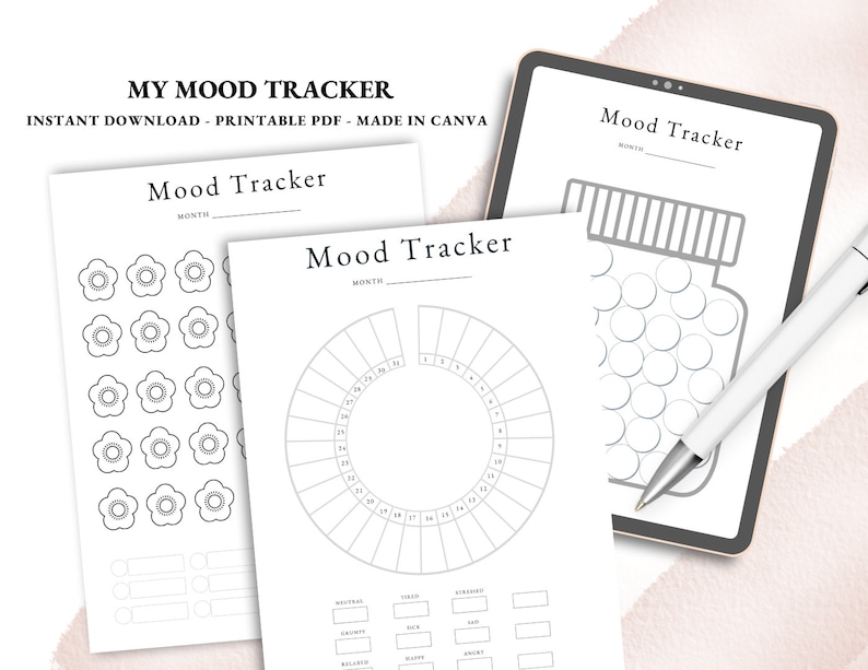 Mood Trackers || Digital Mood Tracker || Mood Journal || Printable Tracker || Digital Tracker ...