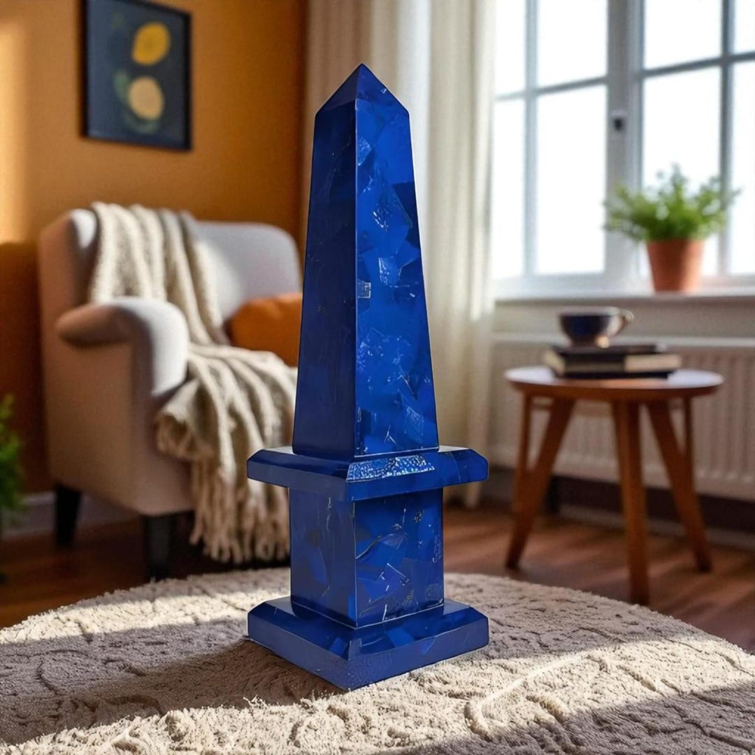 Lapis Lazuli Obelisk Tower: Natural Gemstone Sculpture, Home Decor - Etsy