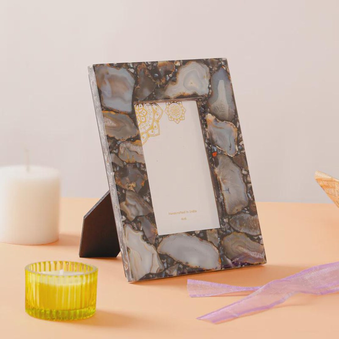 Handcrafted Agate Stone Photo Frame – Picture Frame – Boho Crystal ...