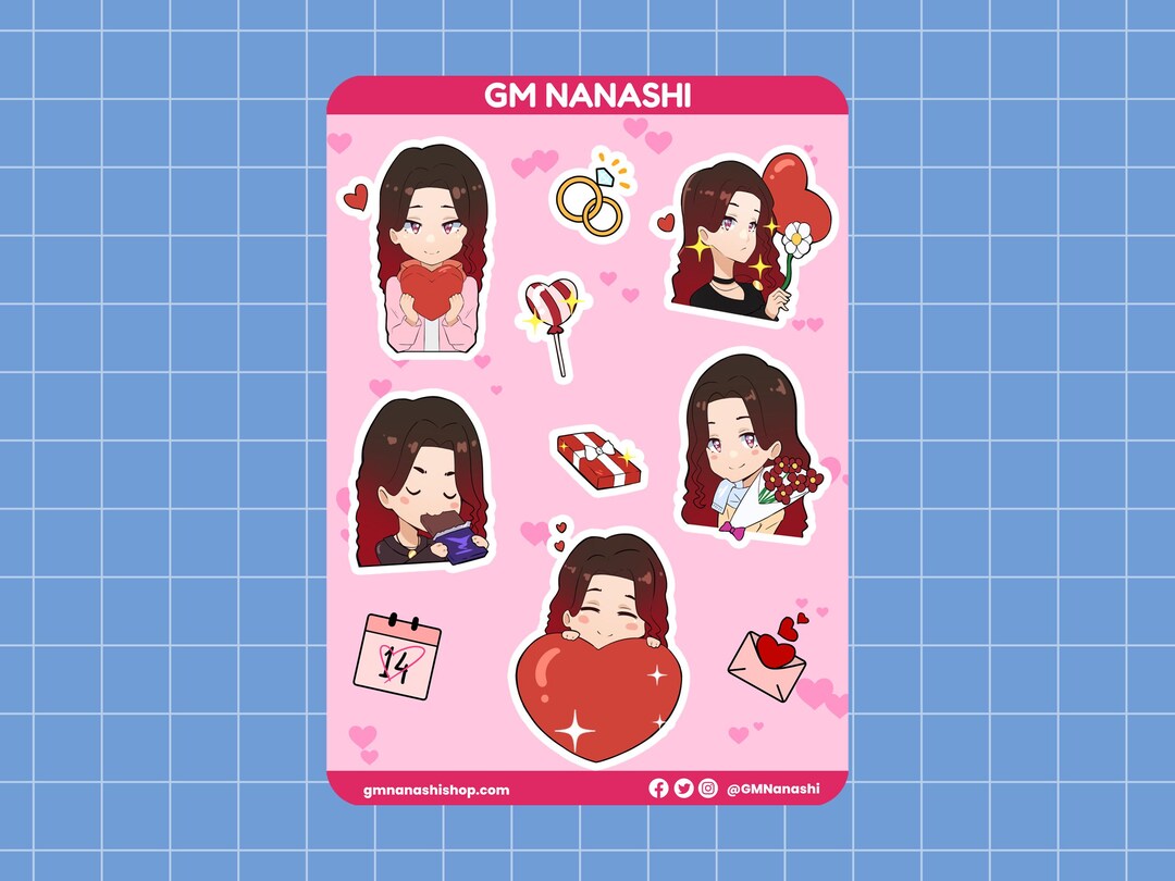 Anime Girl Vinyl Sticker Sheet - Valentine Stickers, Cute Girls ...