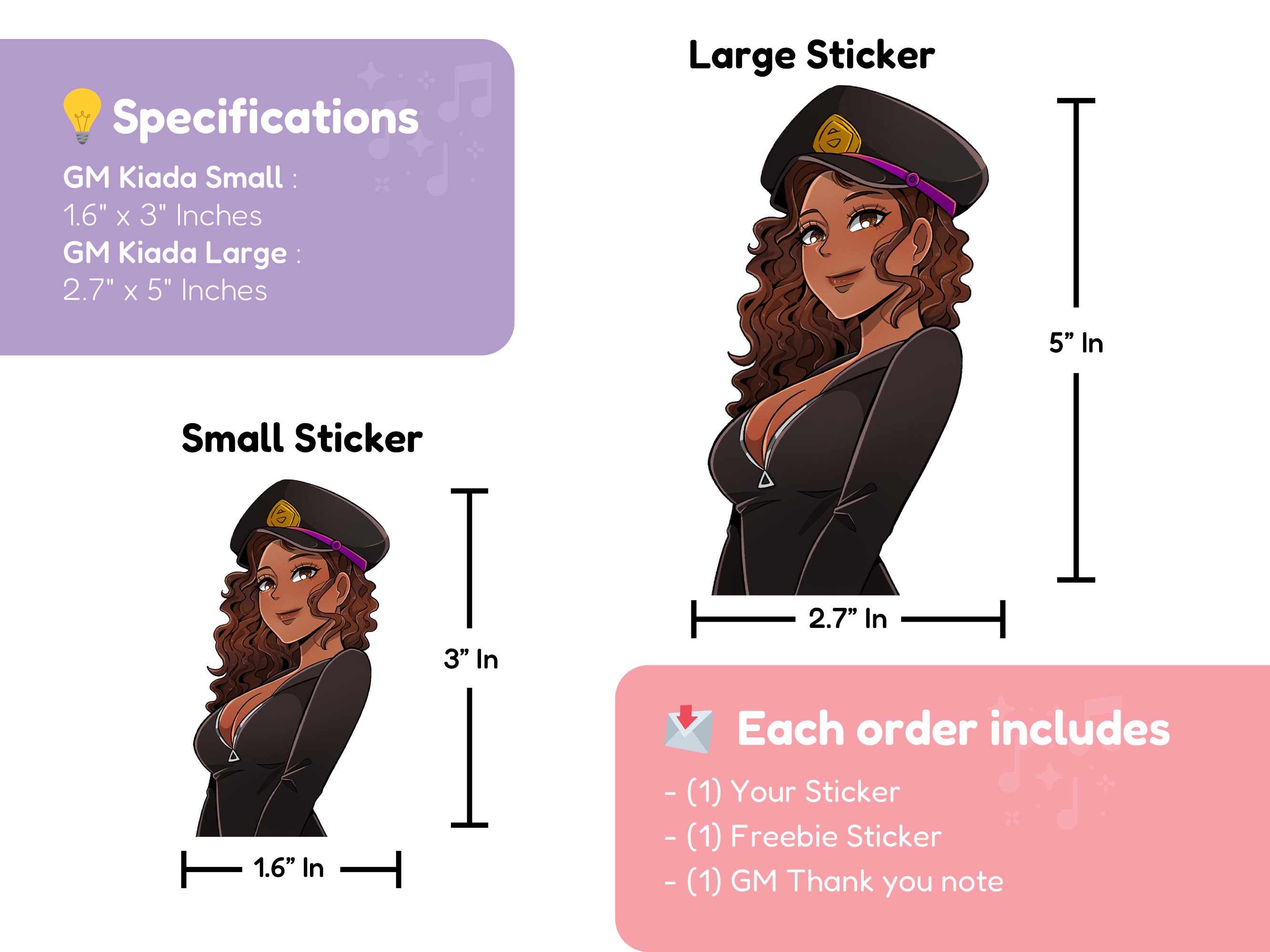 Cute Anime Kawaii Stickers Waifu Decal Vinyl Stickers Cop Girl In