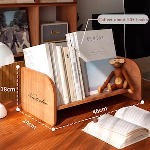 Wood Table Top Book Shelf, Desk Free Standing Bookcase, Home Office ...