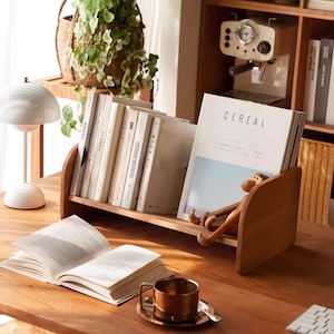 Wood Table Top Book Shelf, Desk Free Standing Bookcase, Home Office ...