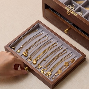 Multiple Types of Glass Lid Large Jewelry Box Lockable With Drawer ...