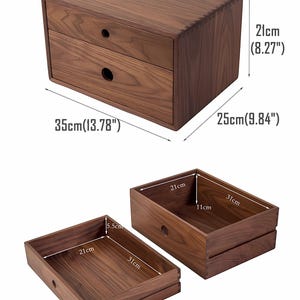 Personalized Solid Walnut Large Desk Organizer With Drawers, Wooden 2 ...
