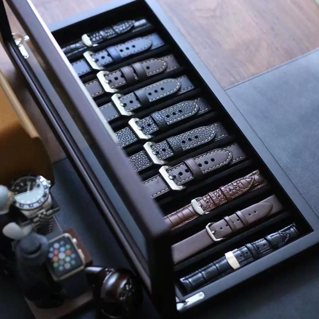 Exquiste Wood Watch Band Box for 8/10/48 Bands, Wooden Watch Straps Box ...