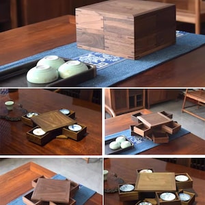 Custom Solid Walnut Hidden Device Rotating Open Jewelry Box/storage Box ...