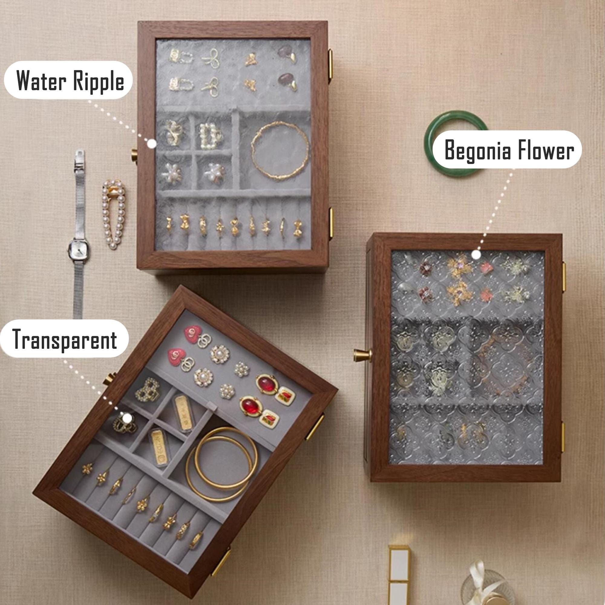 Multiple Types of Glass Lid Large Jewelry Box Lockable With Drawer ...