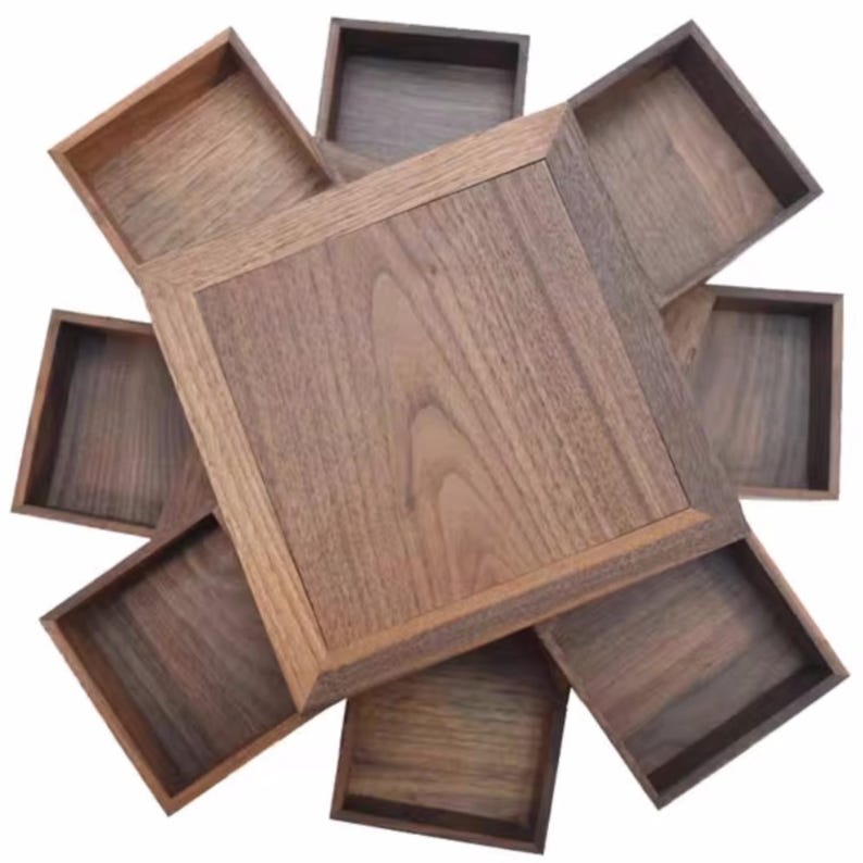 Custom Solid Walnut Hidden Device Rotating Open Jewelry Box/storage Box ...