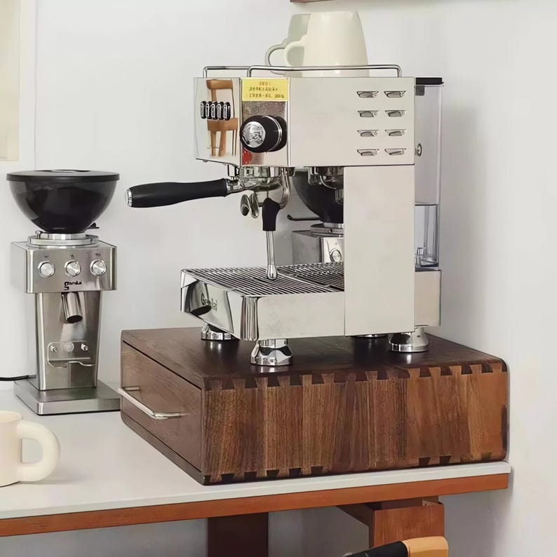 Solid Walnut Modern Coffee Capsule Tea Sachet Holder Coffee Machine ...