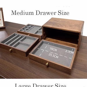 Solid Walnut Large Jewelry Box With Drawer, Custom Jewelry Holder ...