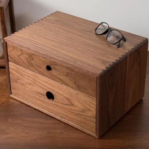 Personalized Solid Walnut Large Desk Organizer With Drawers, Wooden 2 ...