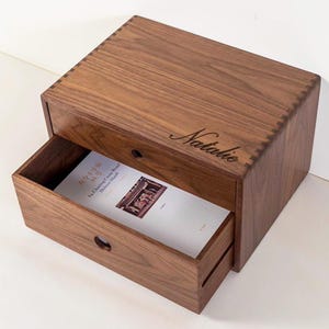 Personalized Solid Walnut Large Desk Organizer With Drawers, Wooden 2 ...