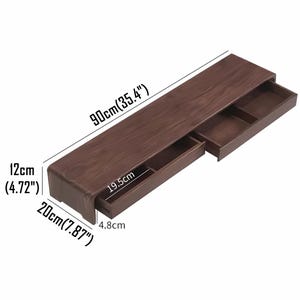 Solid Walnut Desk Shelf Monitor Stand With Storage Drawer, Desktop ...