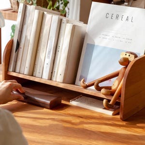 Wood Table Top Book Shelf, Desk Free Standing Bookcase, Home Office ...