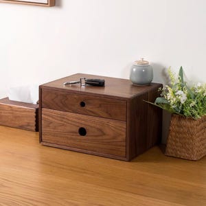 Personalized Solid Walnut Large Desk Organizer With Drawers, Wooden 2 ...