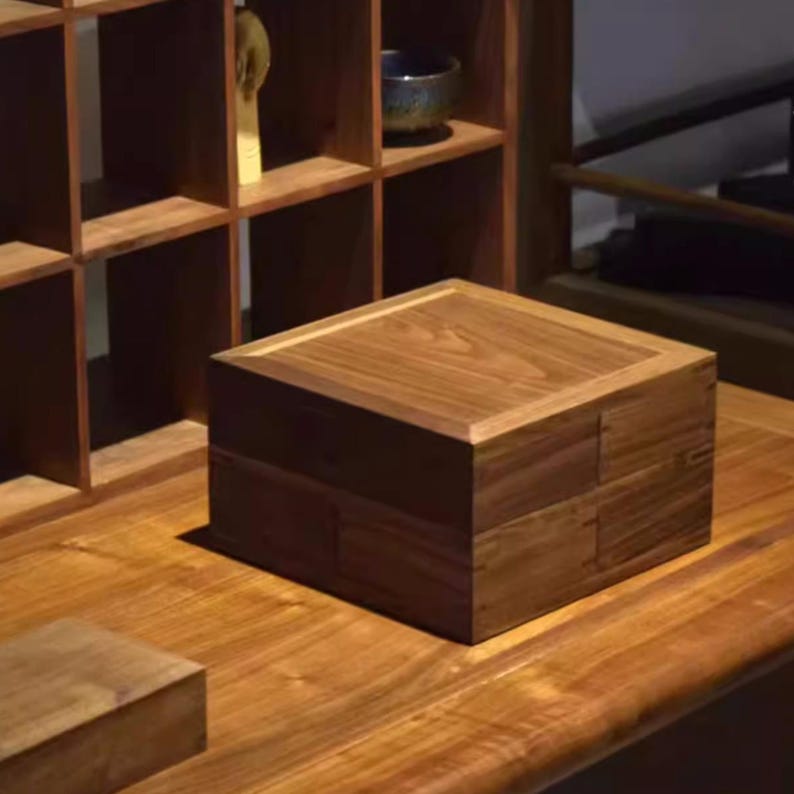 Custom Solid Walnut Hidden Device Rotating Open Jewelry Box/storage Box ...