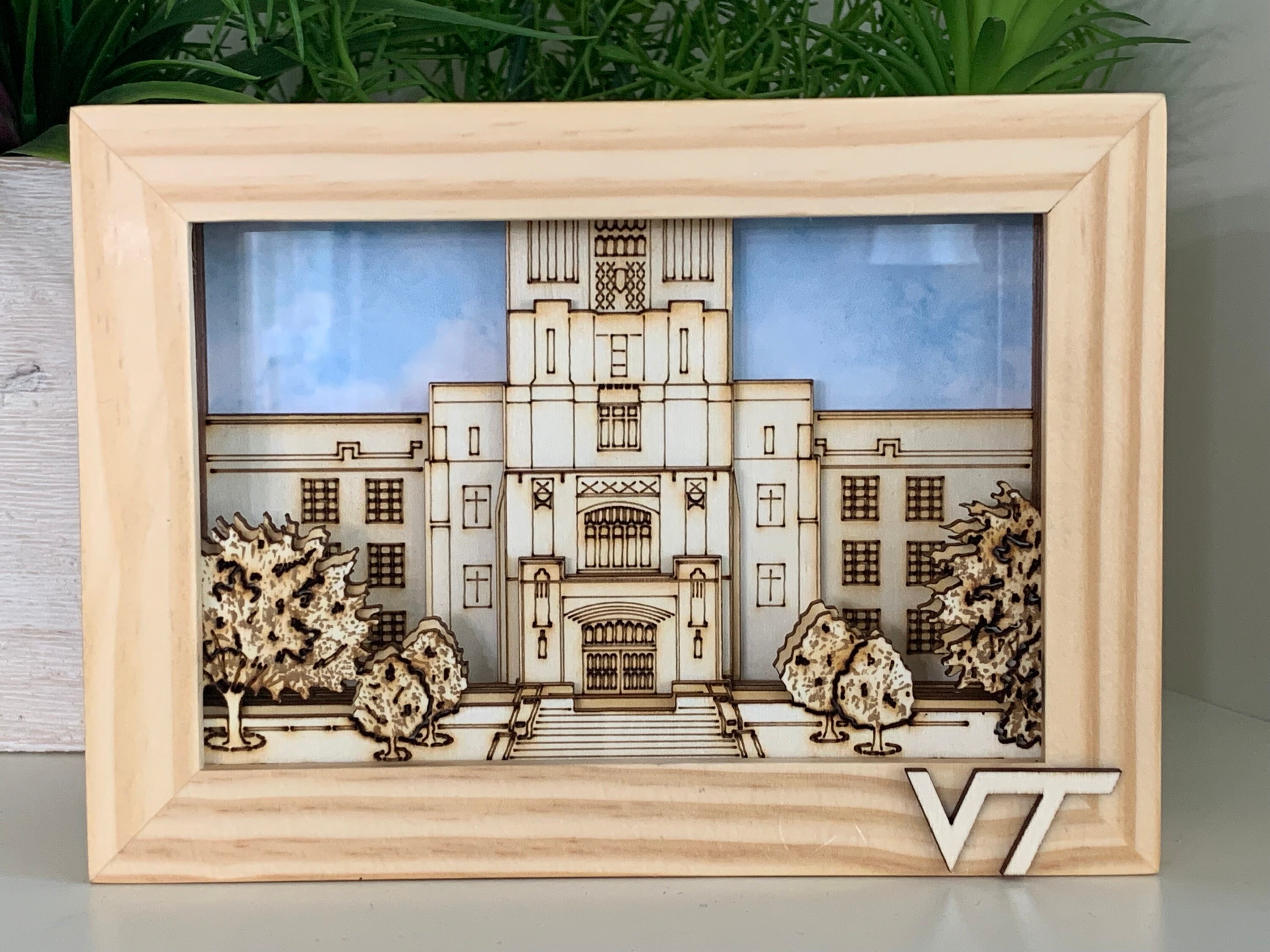 Virginia Tech Burruss Hall Frame Laser Cut Illustration 5x7 Wall or ...