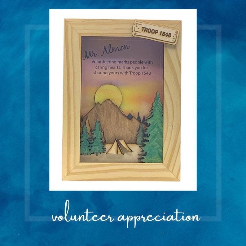 Troop Gift - Desk Frame Layered Wood Illustration ~5"x7"x1.5" - Etsy